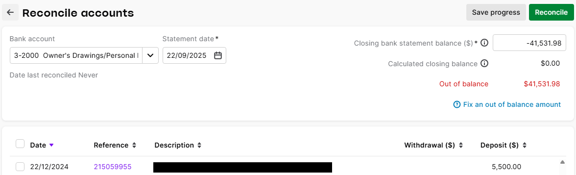 Can't reconcile some accounts as deposits are showing as withdrawals ...