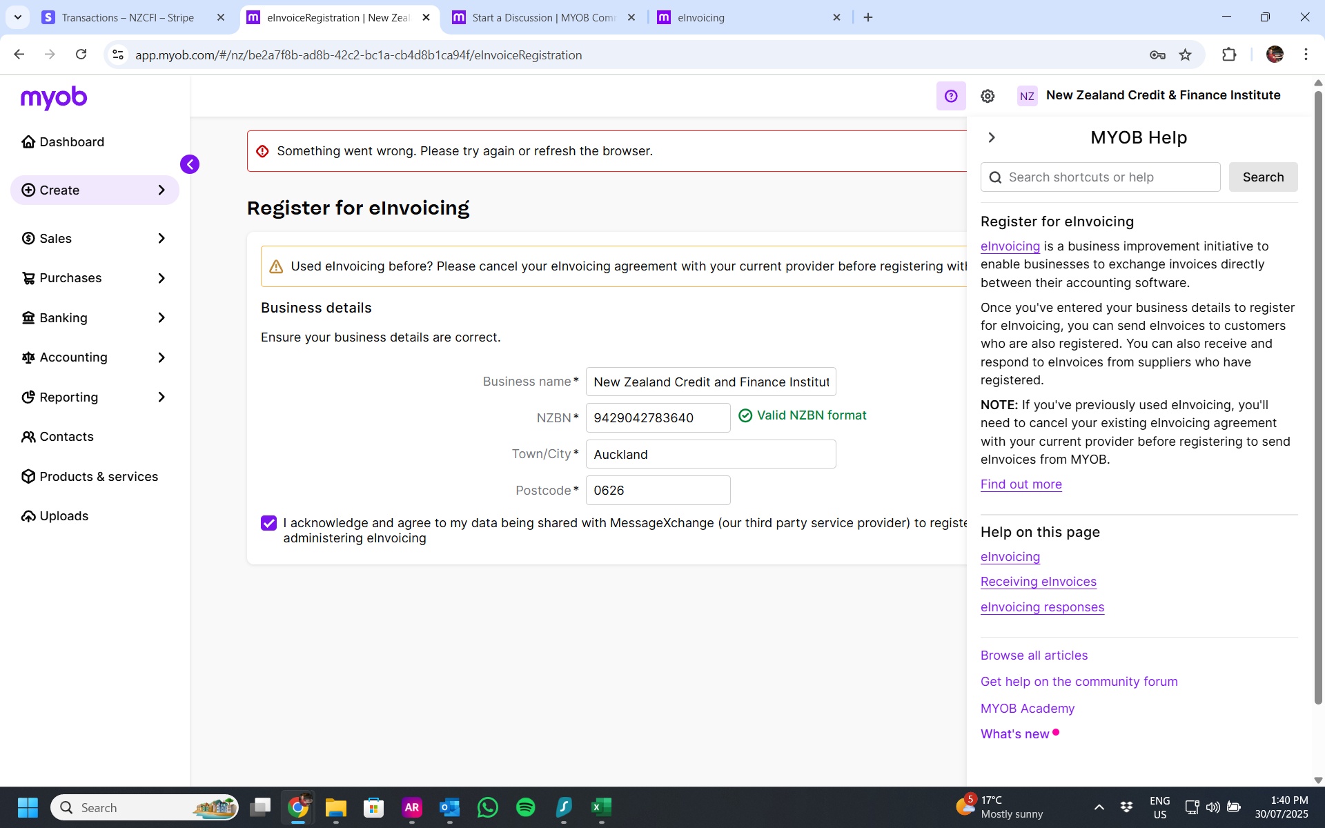 Register for eInvoicing | MYOB Community