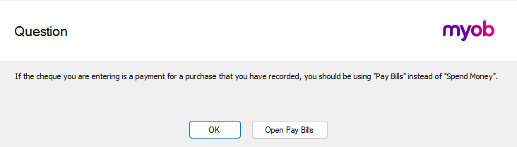 Remove annoying warning Message when spending money | MYOB Community