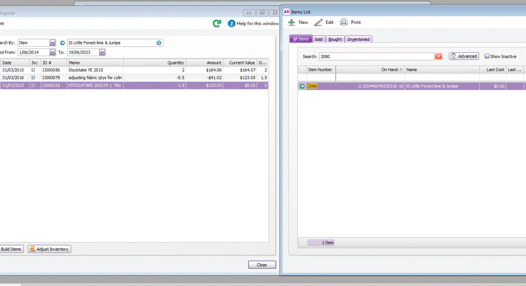 Cleaning up Inventory Quantities | MYOB Community