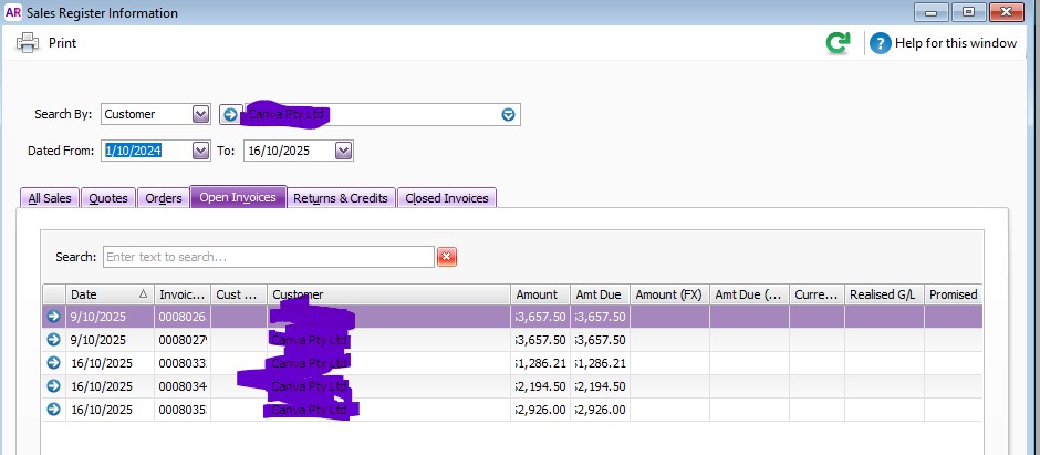 Truncated columns in Sales Register - Desktop | MYOB Community