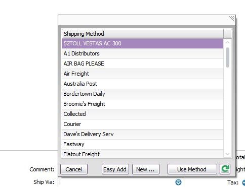 Delete Ship Via options | MYOB Community
