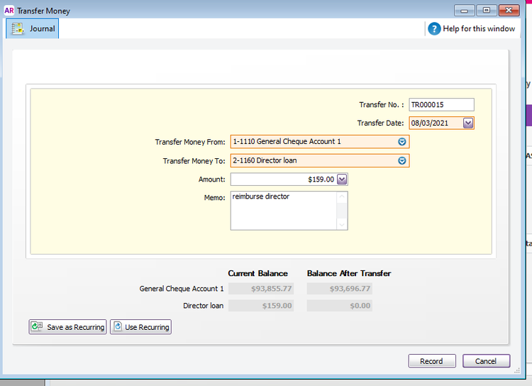Employee and/or Director Reimbursements via Spend Money | MYOB Community