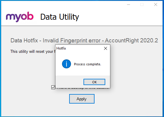Invalid Fingerprint Error | MYOB Community