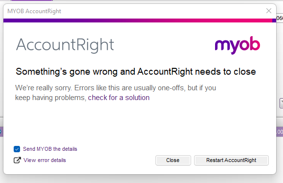 MYOB Crashing when email invoices and statement in Outlook | MYOB Community