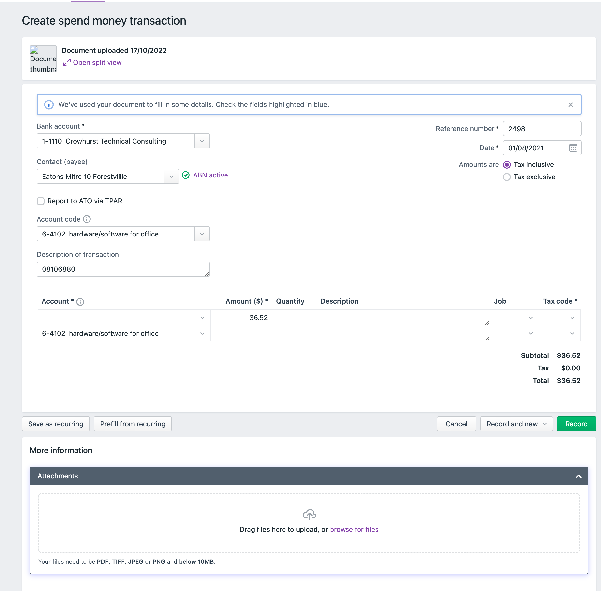 issues when creating purchases or spend money transactions | MYOB Community