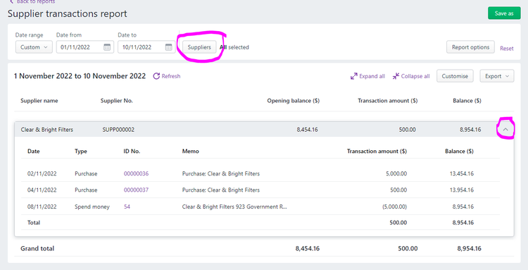 transaction list by contact | MYOB Community