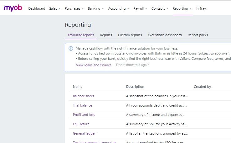 Impressed with scope of MYOB reports | MYOB Community