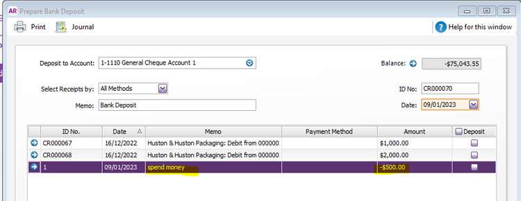 adjusting bank deposit | MYOB Community