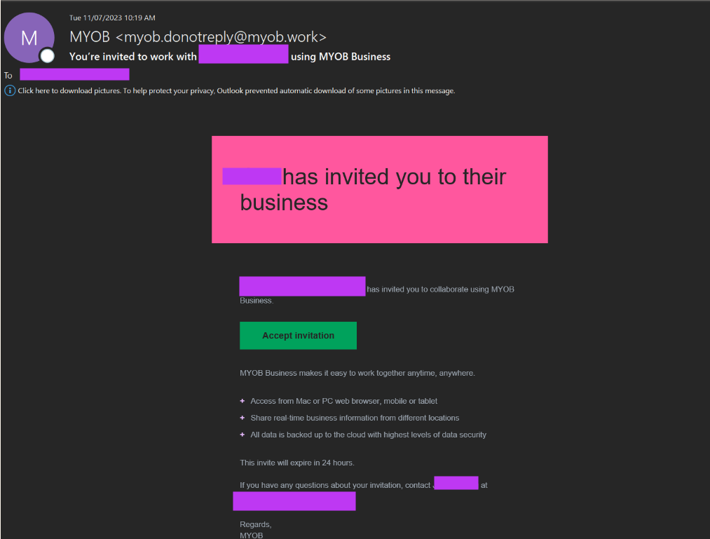 Please be vigilant of Phishing emails | MYOB Community
