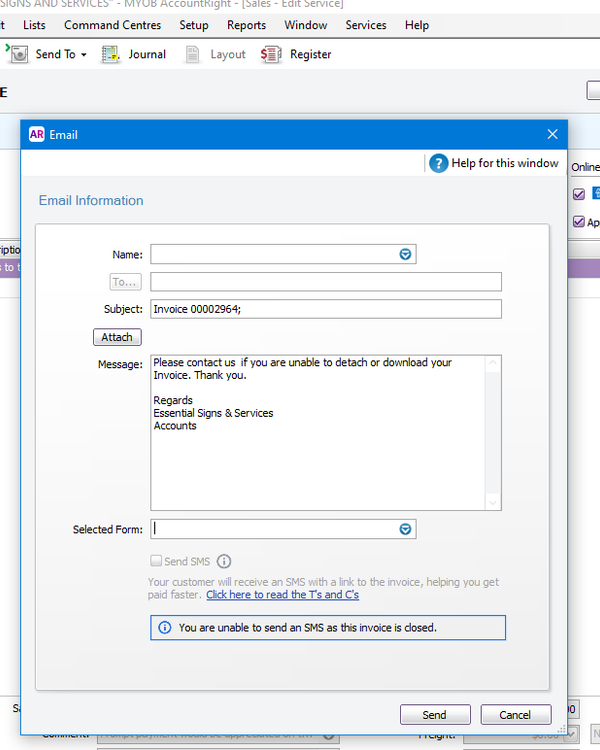Change the Email Message wording when sending invoices | MYOB Community