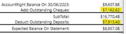 Where can I trace outstanding cheques and deposits? | MYOB Community