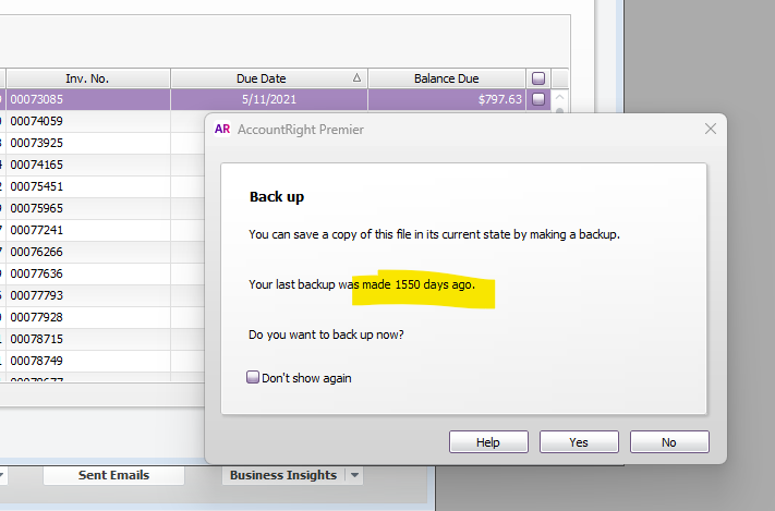 MYOB Backup states file has never been backed up | MYOB Community