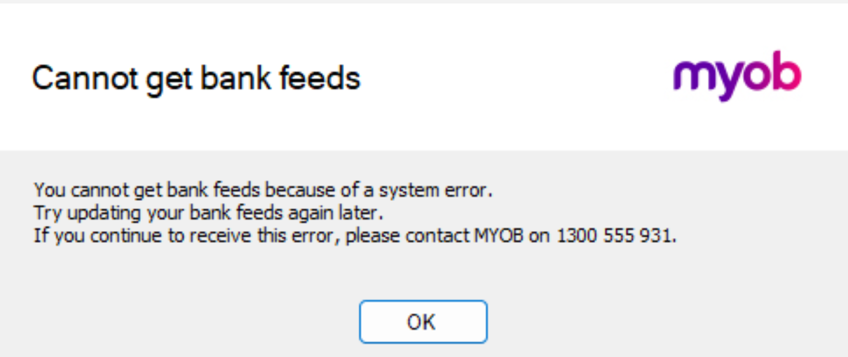 Bank feed issues | MYOB Community