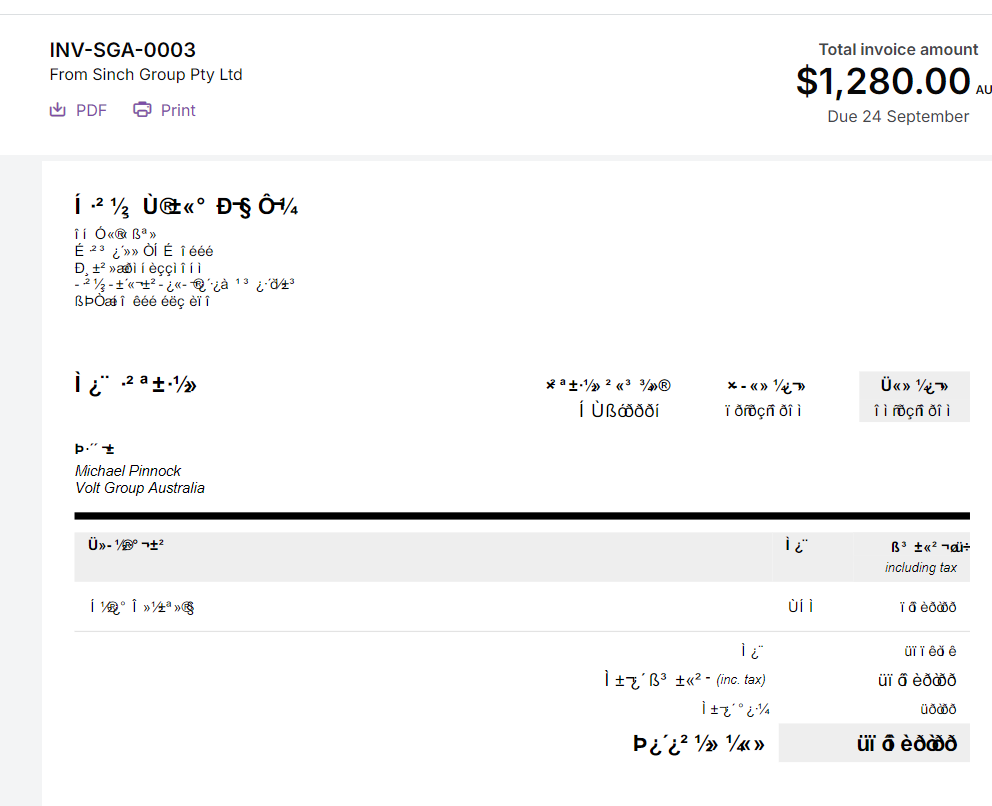 Invoice not legible when previewed | MYOB Community