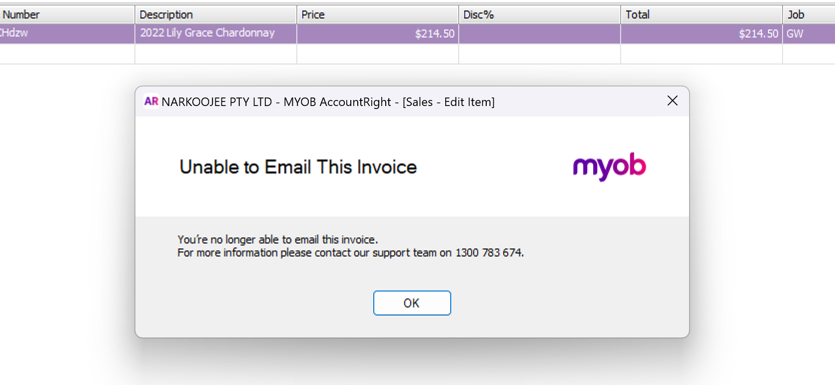 Unable to Email invoices | MYOB Community