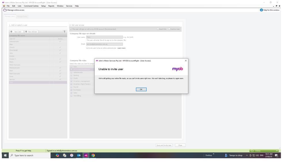 Adding a new user | MYOB Community