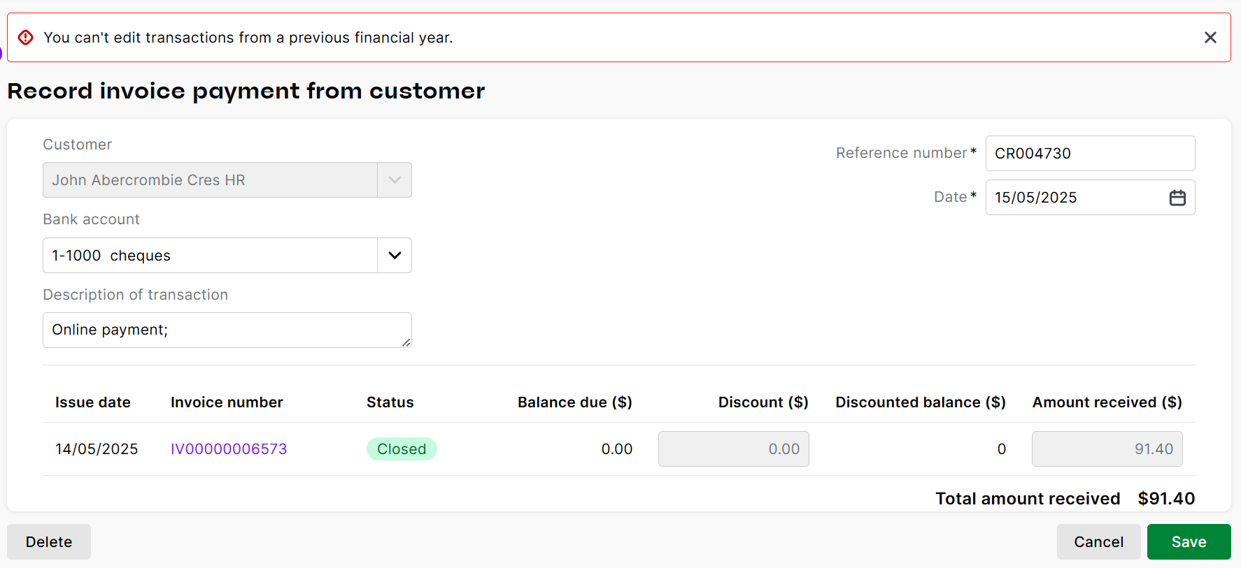 Record payments for invoice | MYOB Community