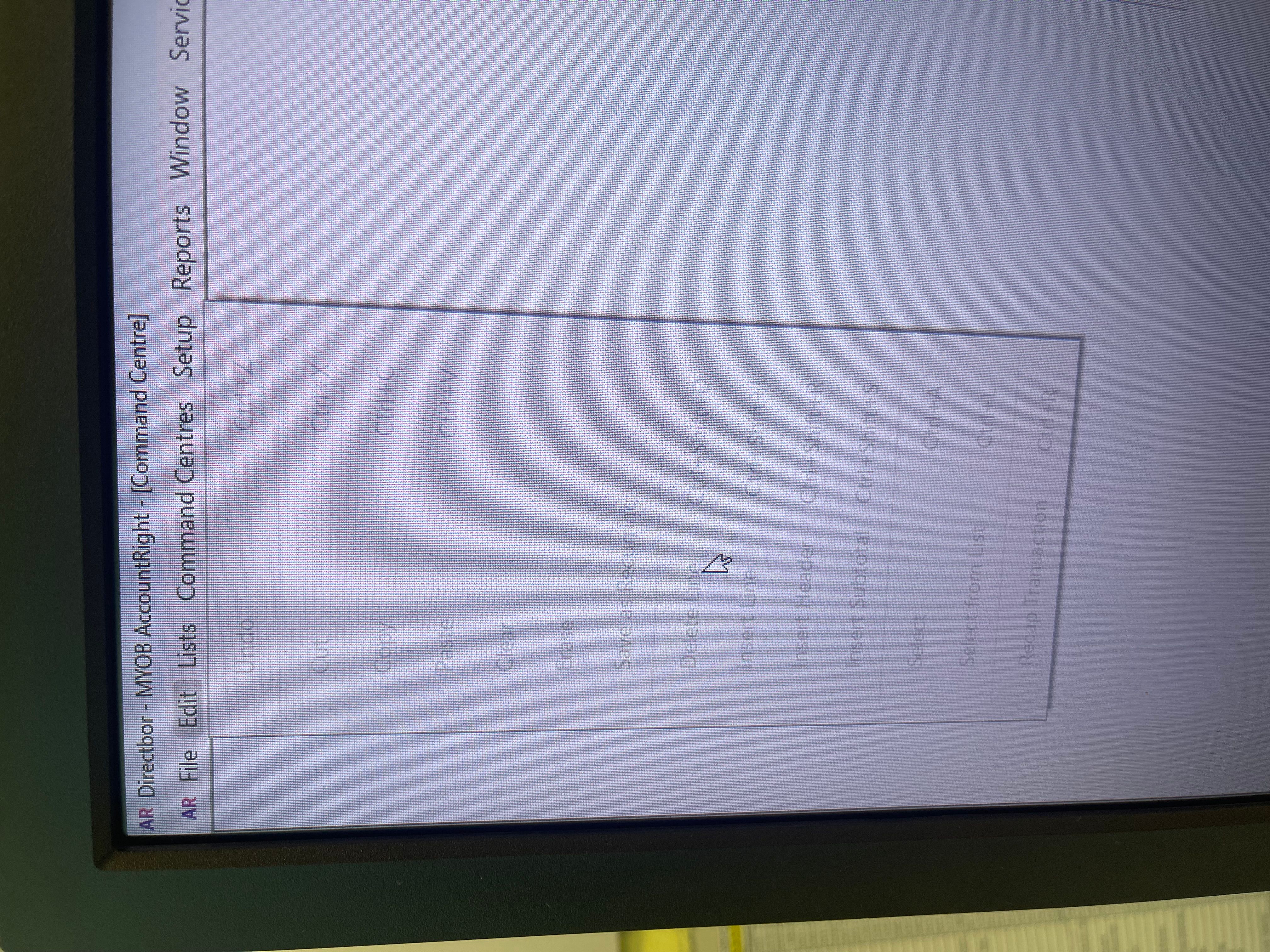 Unable to select anything under edit | MYOB Community